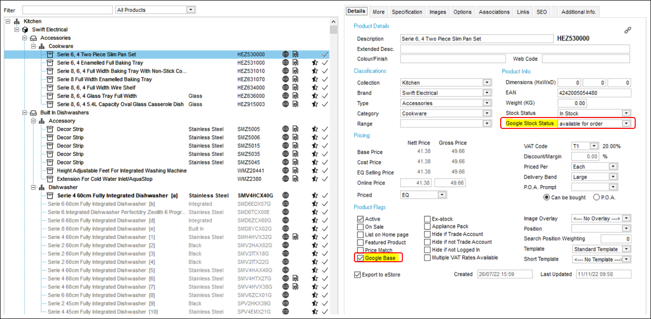 Google Base Taxonomy – eStore