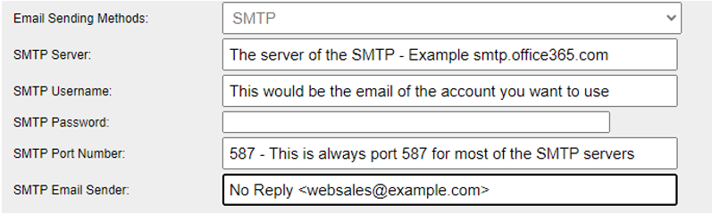 SMTP Setup – eStore