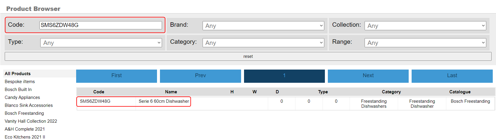 Product Browser – eStore